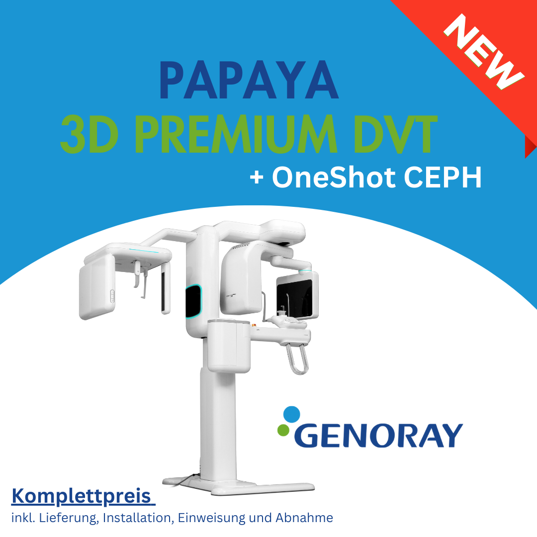 GENORAY Röntgengerät PAPAYA 3D PREMIUM „23×24 FOV“ DVT mit OneShot CEPH - blaudental