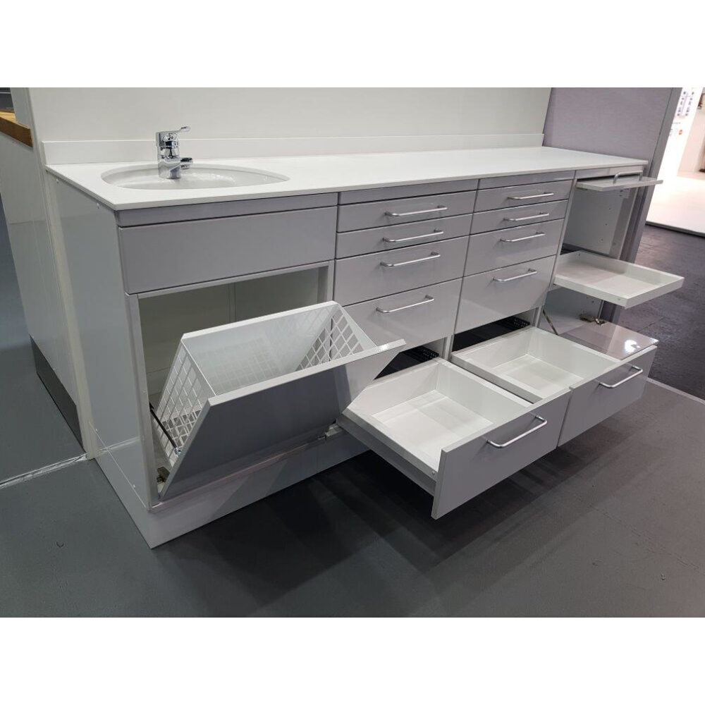 Mediadent 4er Behandlungszeile ECOLINE R10 Stahlmöbel - blaudental